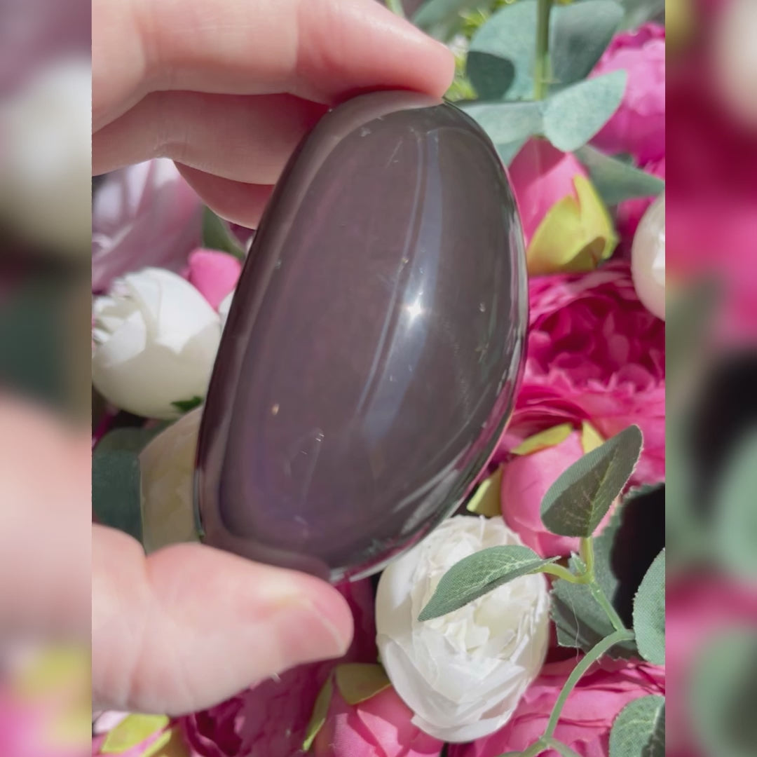 Purple Rainbow Sheen Obsidian Palm Stone – Luscious Earth Creation