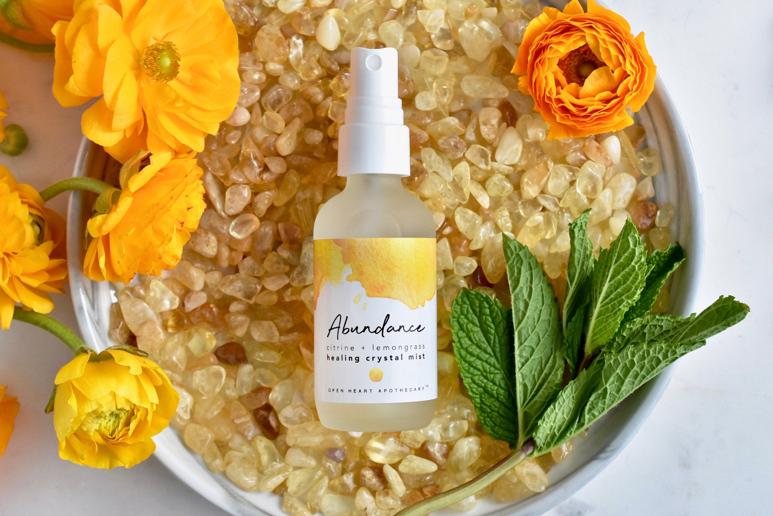 Citrine Abundance Crystal Mist with Lemongrass – Luscious Earth Creation