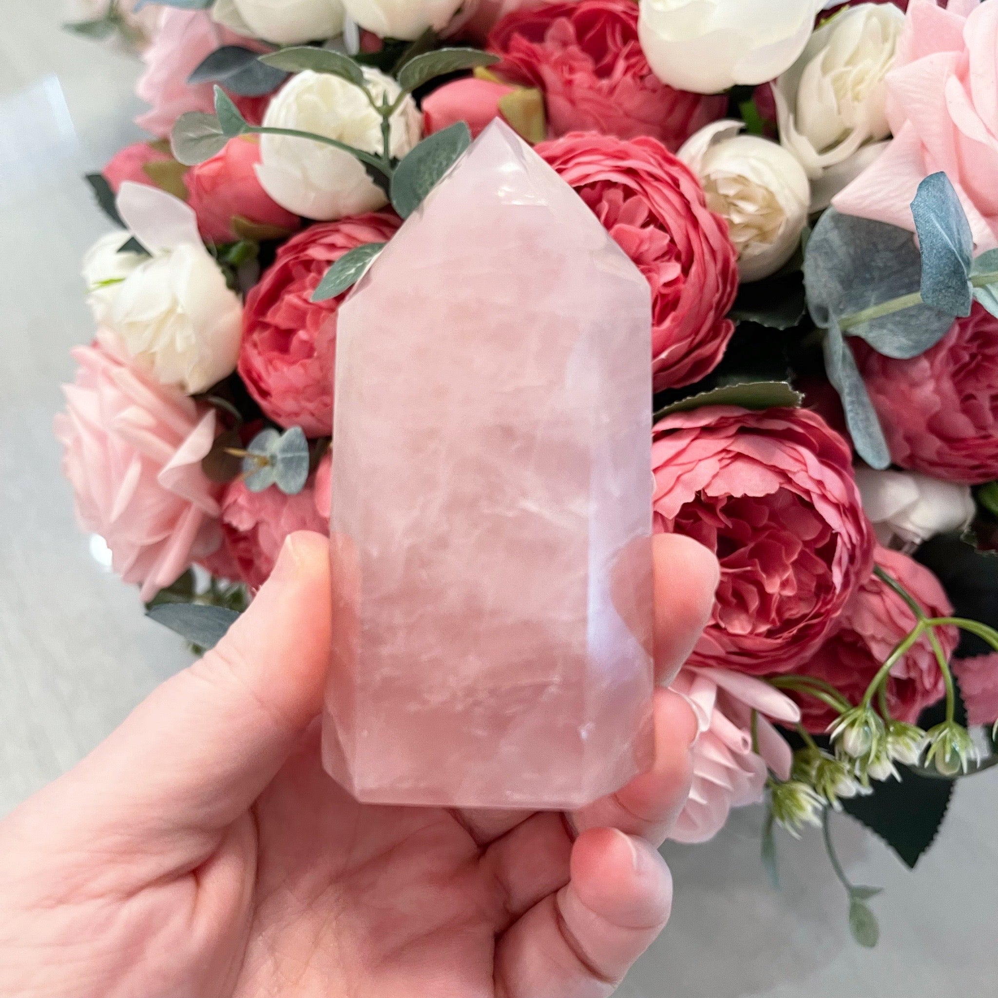 Rose Quartz Crystal Tower – Luscious Earth Creation